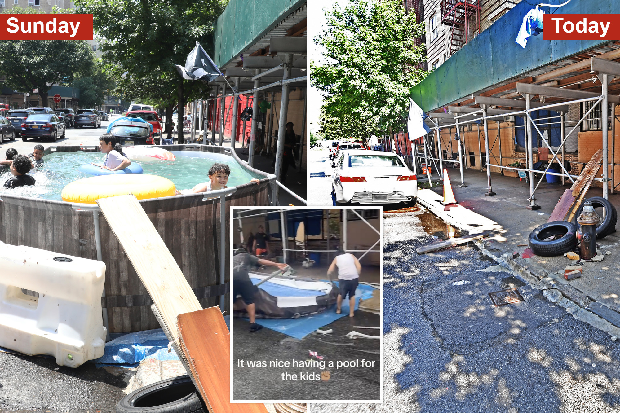Bizarre swimming pool on NYC street dismantled, leaving local hearts ...