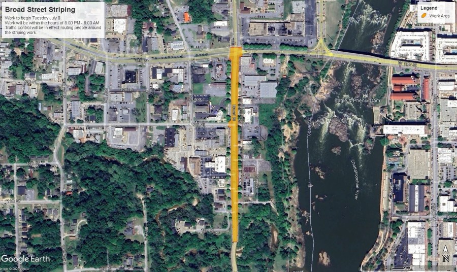 Road crews to begin striping Broad Street in Phenix City