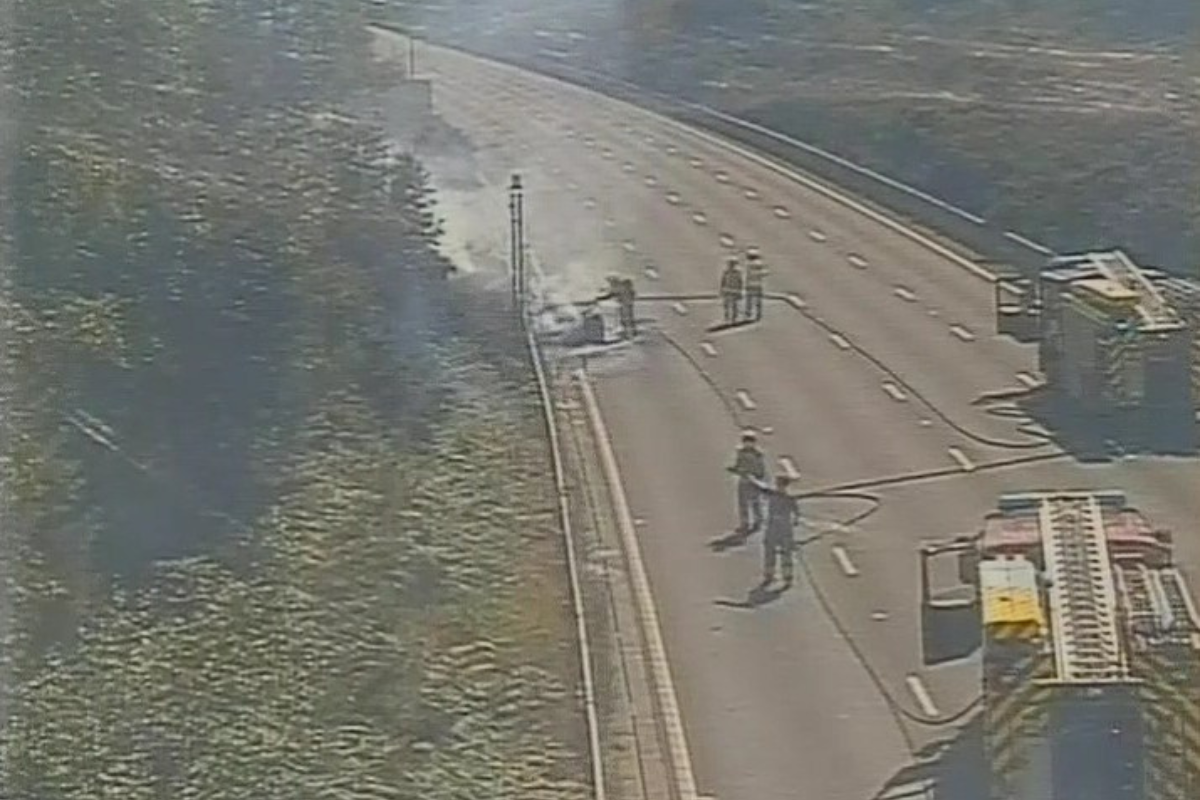 M3: Vehicle fire causes miles of delayed traffic as lanes closed ...