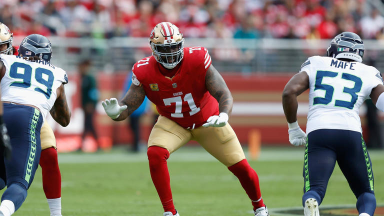 PFF ranks the 49ers' offensive line as a borderline top-10 unit