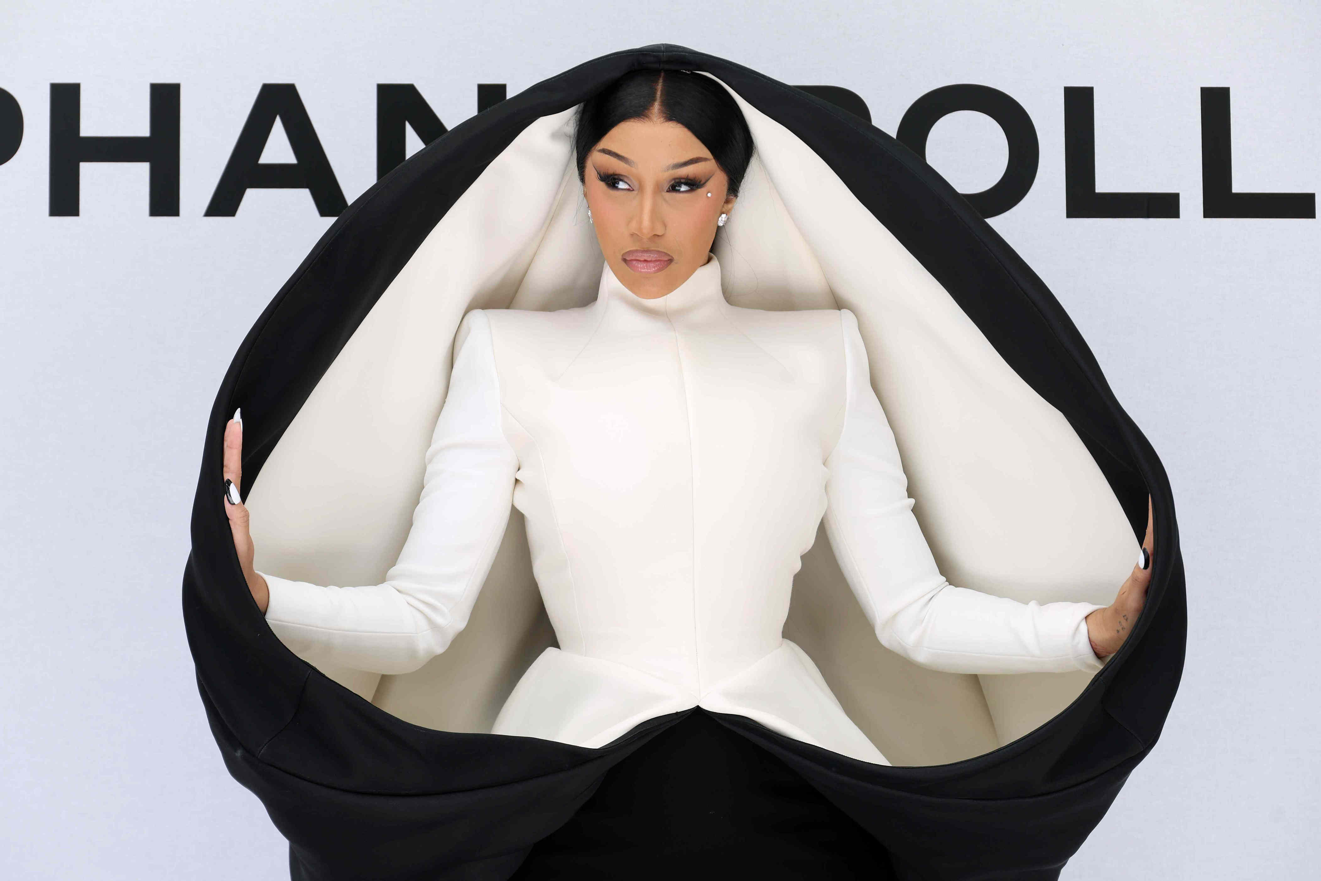 Cardi B's Optical Illusion Dress Comes With Its Own Pod
