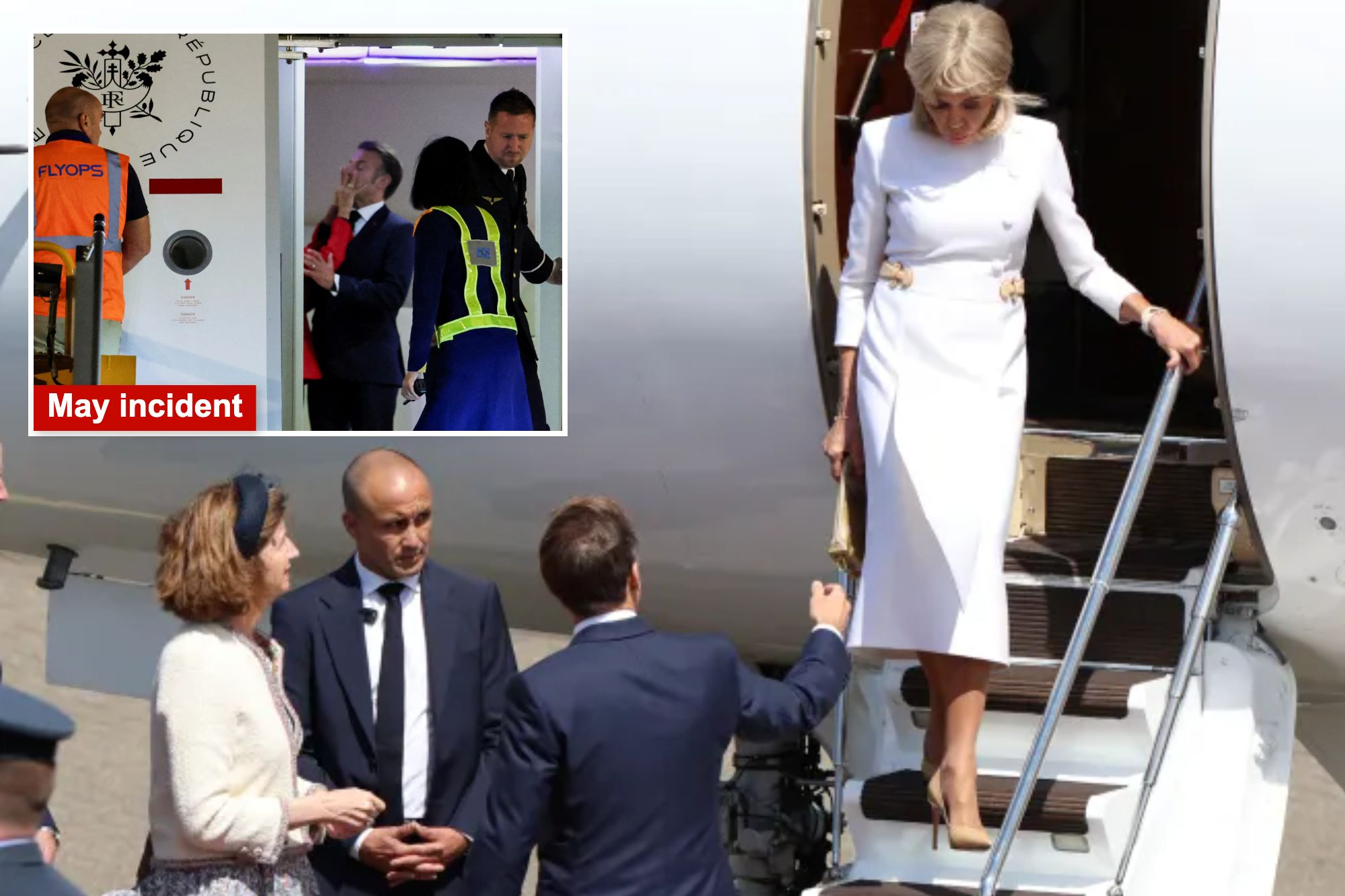 Macron’s wife rejects his help as they get off plane — weeks after she ...