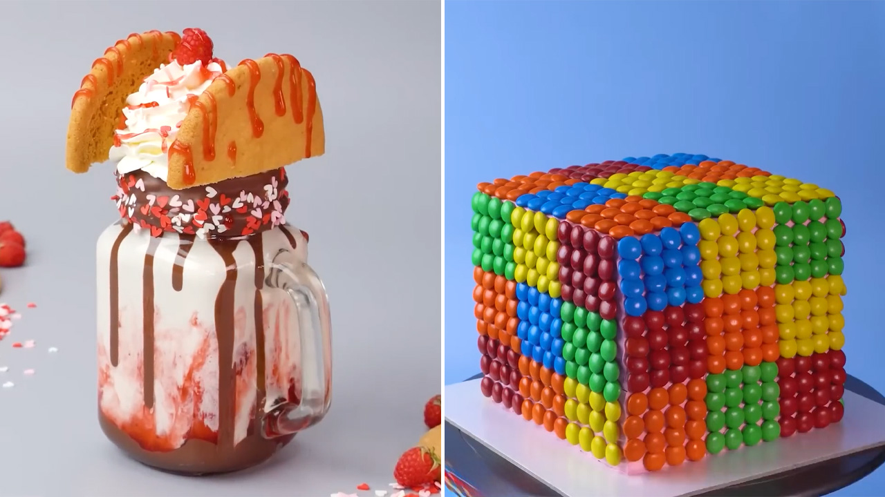 Ultimate Dessert Combo: Cookie Freakshake & Candy Rubik’s Cake 🍭🧊
