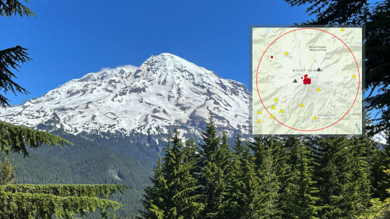 Earthquake swarm recorded at WA's Mount Rainier; largest since 2009