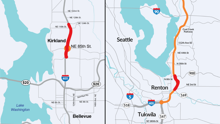 Southbound I-405 closed in Kirkland, northbound I-405 closed in Renton ...