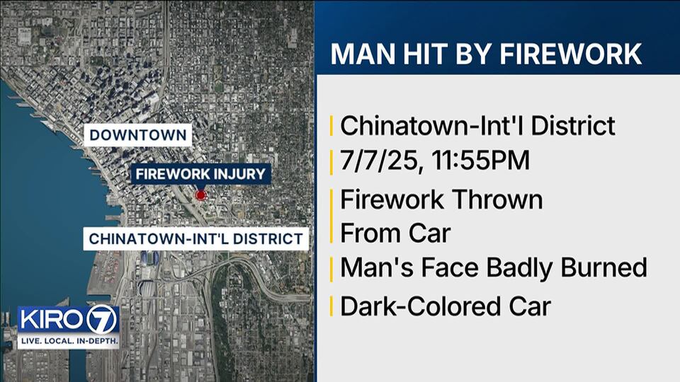 VIDEO: Man's face badly burned after he was hit by a firework in Seattle