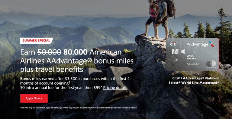 New 80,000-mile bonus offer on Citi’s AAdvantage Platinum Select World ...