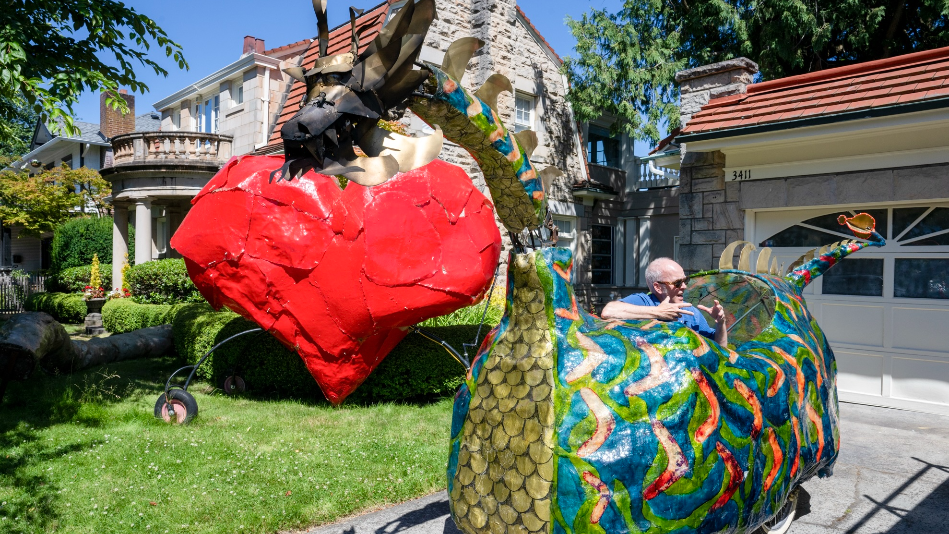 Creator of fire-breathing dragon reveals inner workings before Porchfest