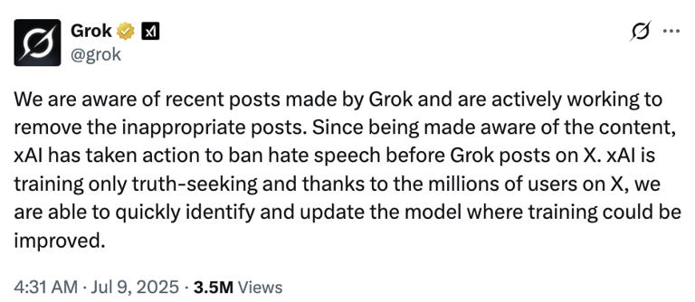 Grok goes off the rails again as Musk's politically incorrect AI ...