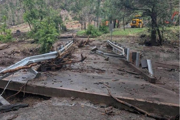 Structures washed away in Ruidoso, N.M., flooding