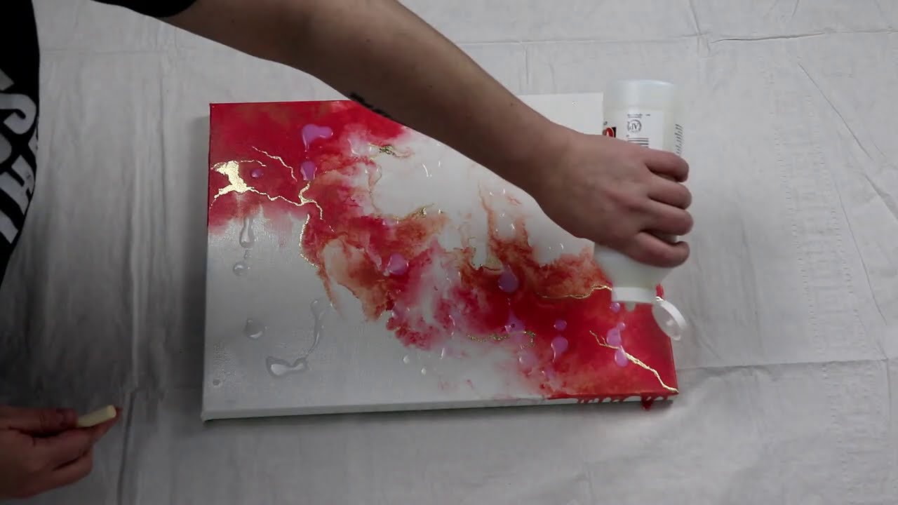 Varnishing Over Gold Leaf! Fluid Acrylic Pour Painting