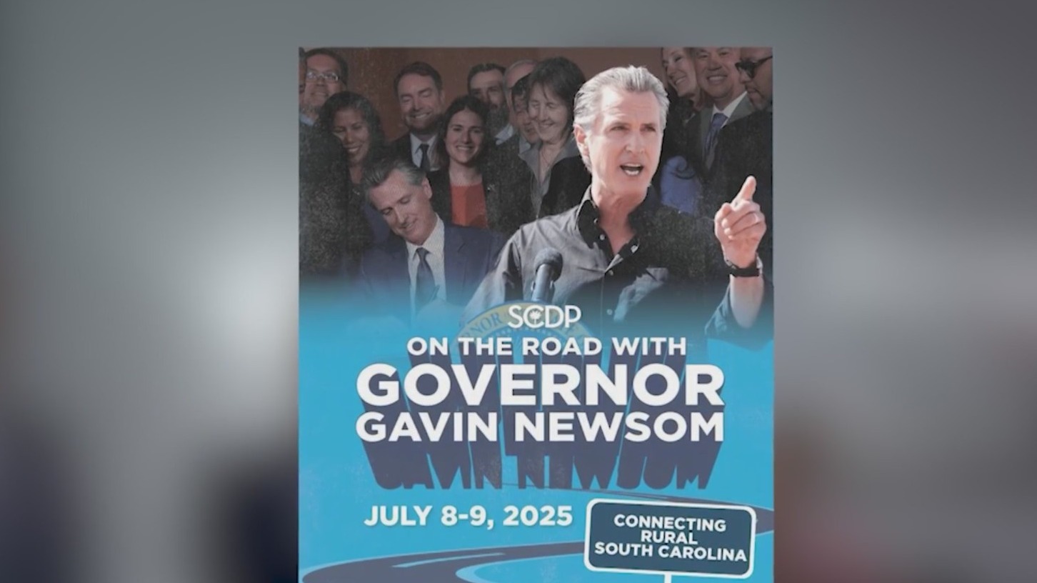 California Gov. Gavin Newsom campaigns in South Carolina