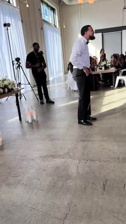 Man Slips and Falls While Running to Get In Wedding March Line