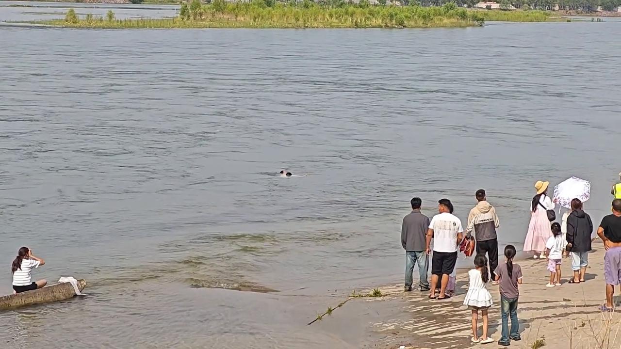 Dramatic moment swimmer rescues drowning mother and child