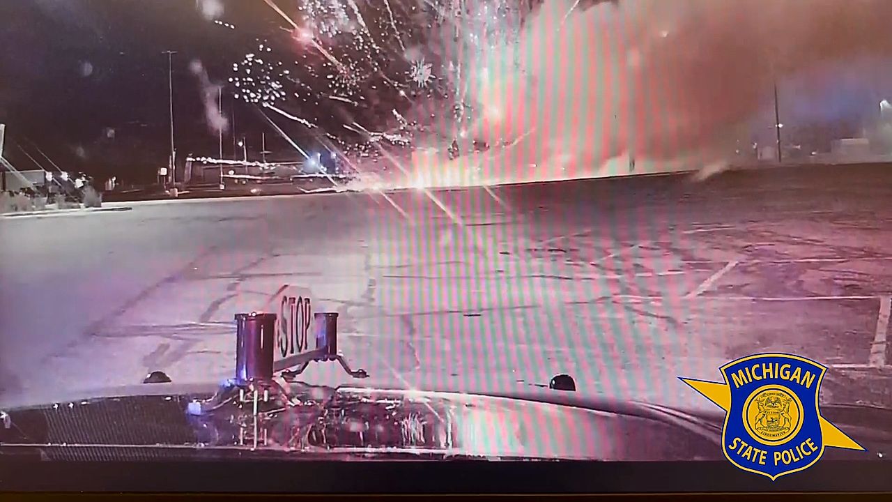 Fireworks tent catches fire and spectacularly explodes in northern Michigan