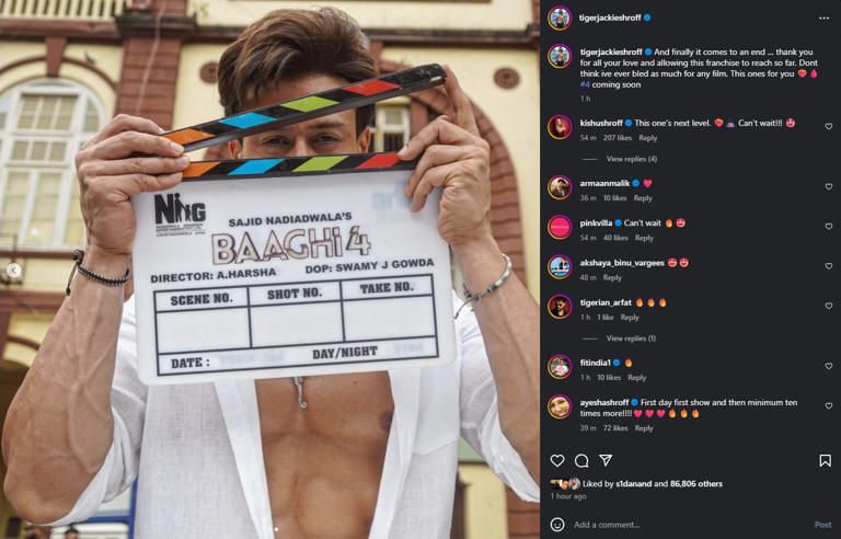 Tiger Shroff wraps Baaghi 4 shoot, expresses gratitude in new post