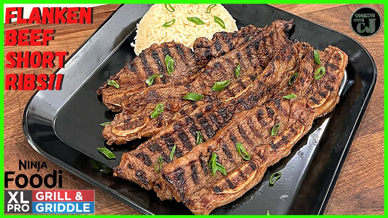Ninja Foodi Grill Flanken Short Ribs with an Irresistible Asian Marinade!