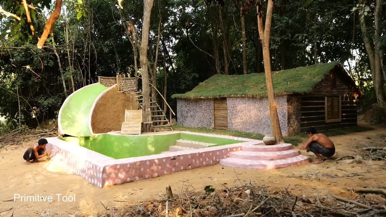 Building a Pool & Hut with Bare Hands