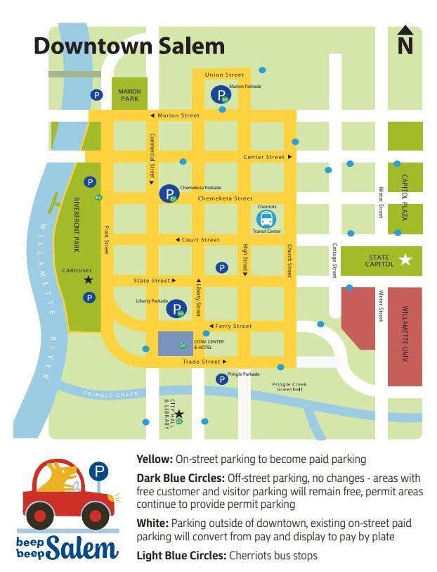 Where do you have to pay for parking in downtown Salem? See map, cost ...