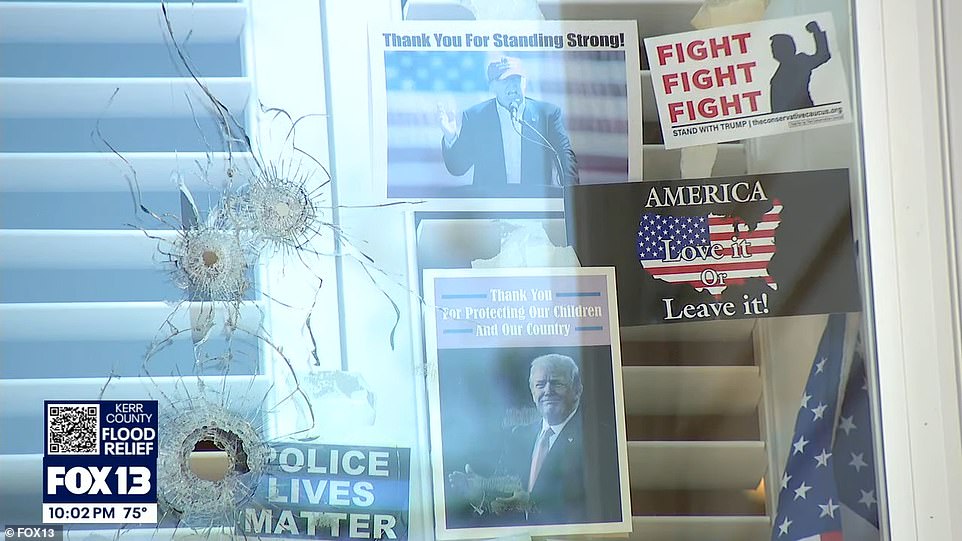 Defiant Trump supporter's home shot for third time over sign