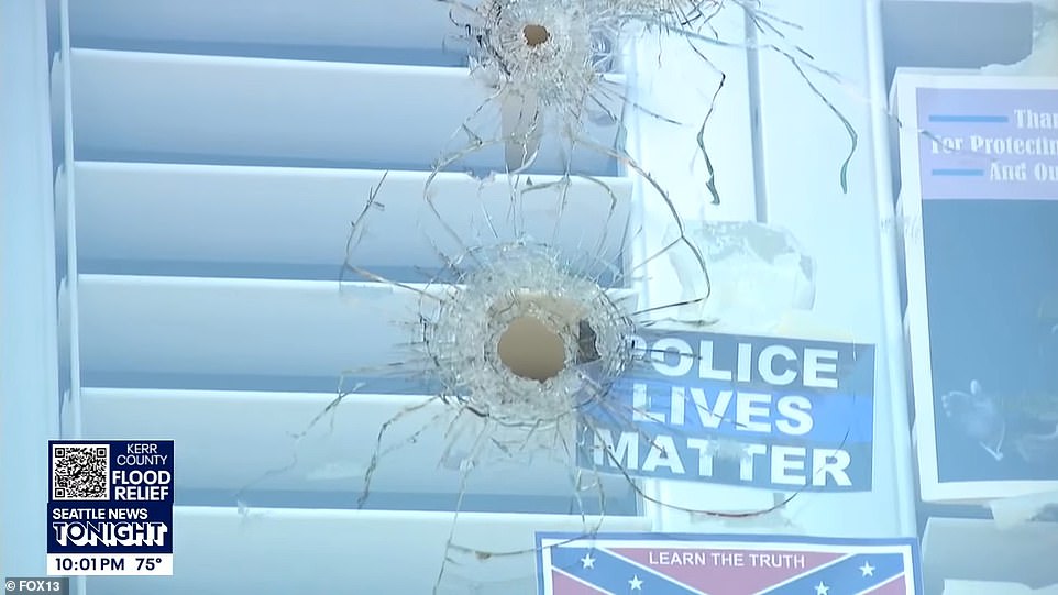 Defiant Trump supporter's home shot for third time over sign