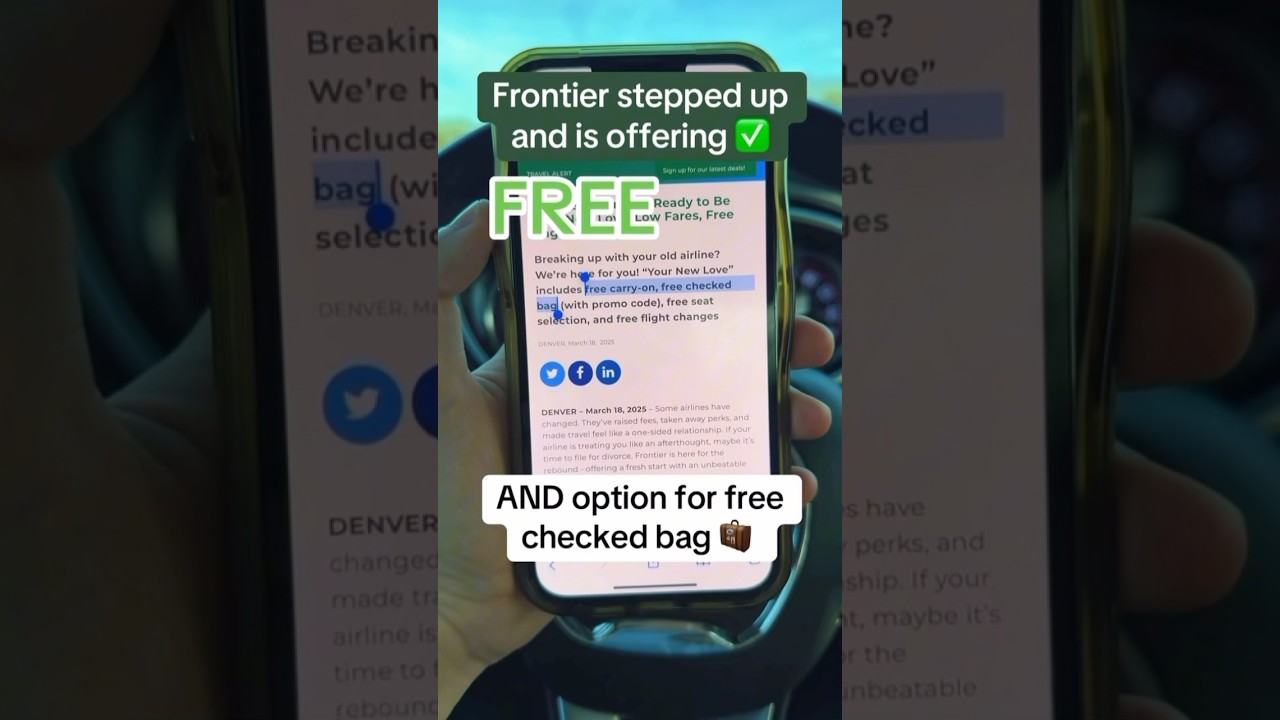 Frontier airlines is now allowing free carry-on bags on all their ...