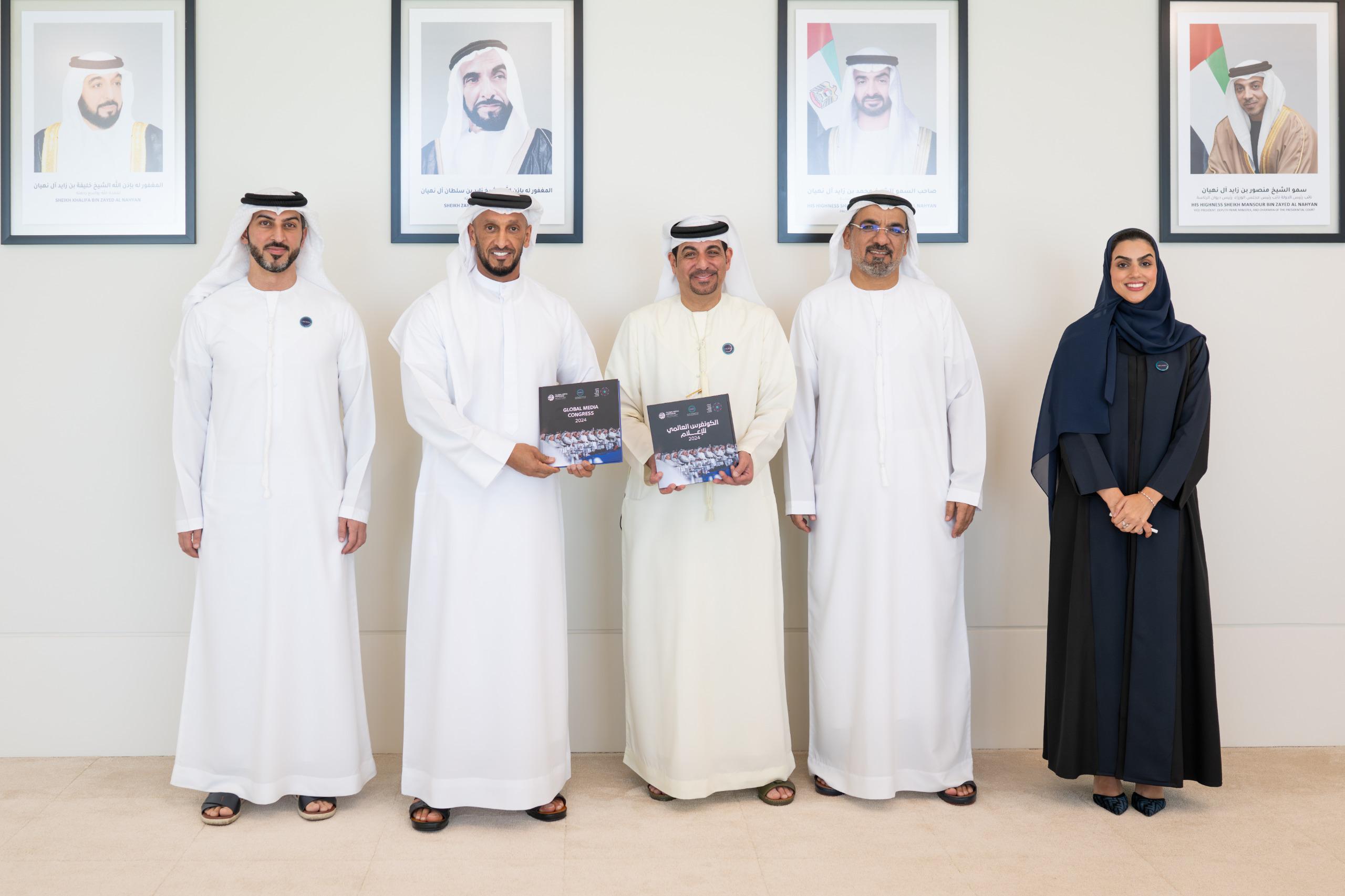 Abdulla Al Hamed receives White Paper from TRENDS on Global Media Congress