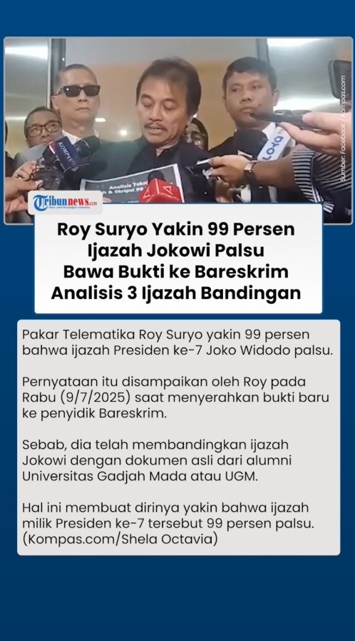 Roy Suryo Tegaskan Yakin 99 Persen Ijazah Jokowi Palsu, Serahkan Bukti ...