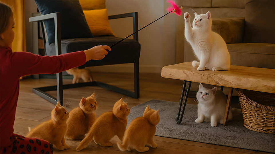 Kitten Class in Session! 🐾 Watch This Adorable Group Chase Feathers ...