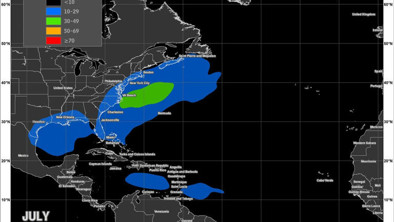 Where do tropical storms typically form in the Atlantic? Month-by-month ...