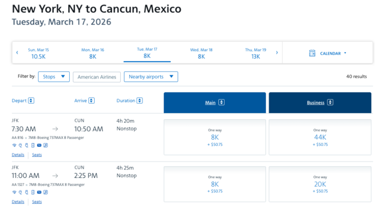 [Award Alert] Fly to Mexico for 8K AA Miles With Wide-Open Availability