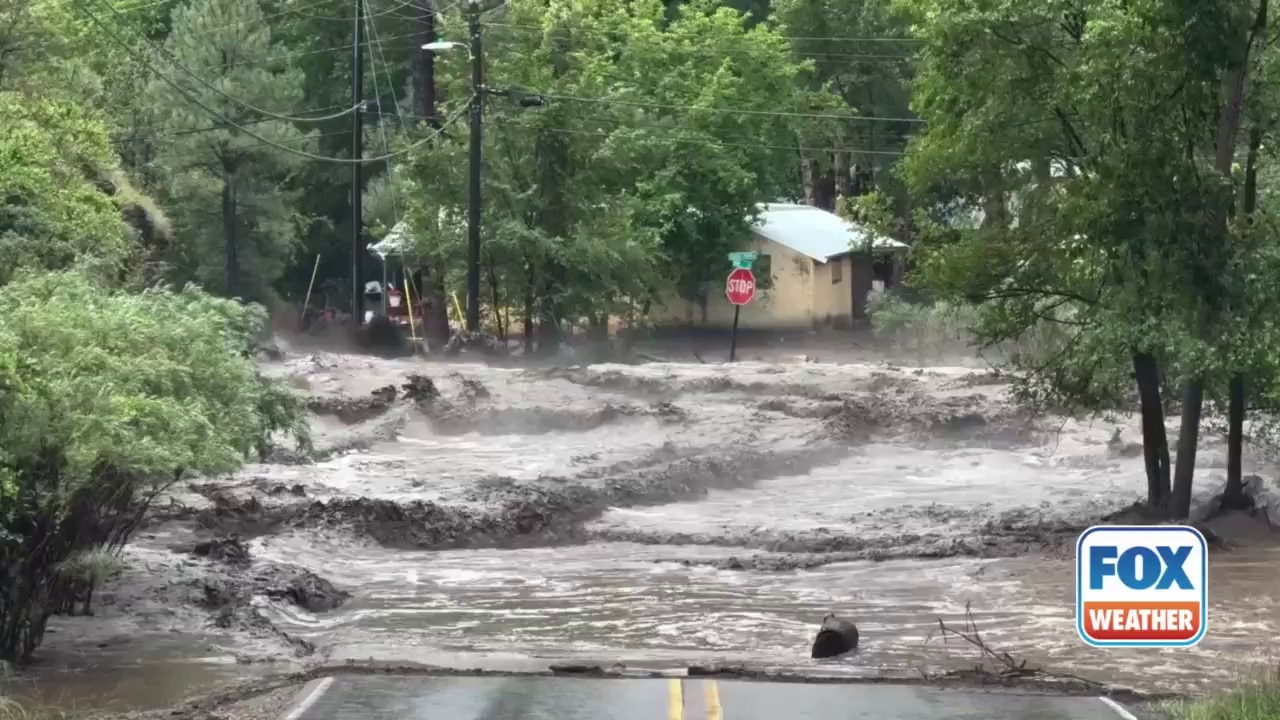 Watch: Fast-moving water rushes across Ruidoso road during deadly flash ...