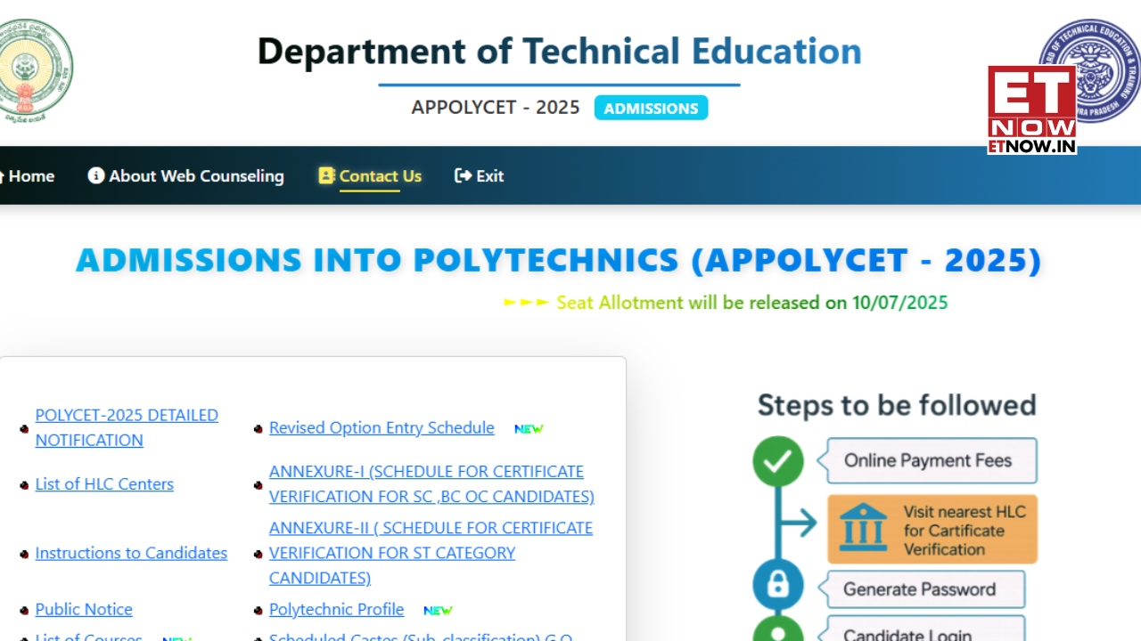 AP POLYCET Seat Allotment Result 2025: How to check at polycet.ap.gov.in