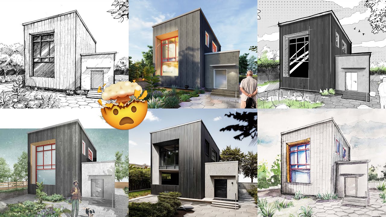 1 Architectural Project in 6 Rendering Styles