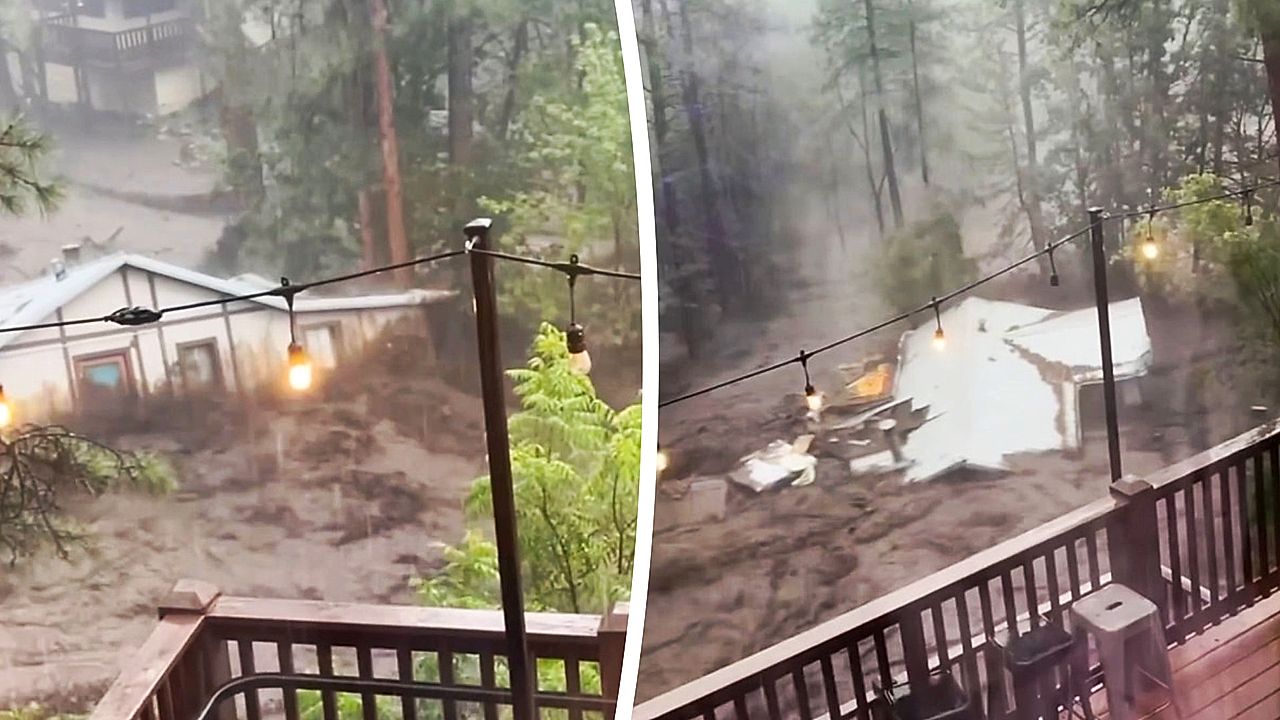 Raging floodwaters sweep family's home downriver in New Mexico