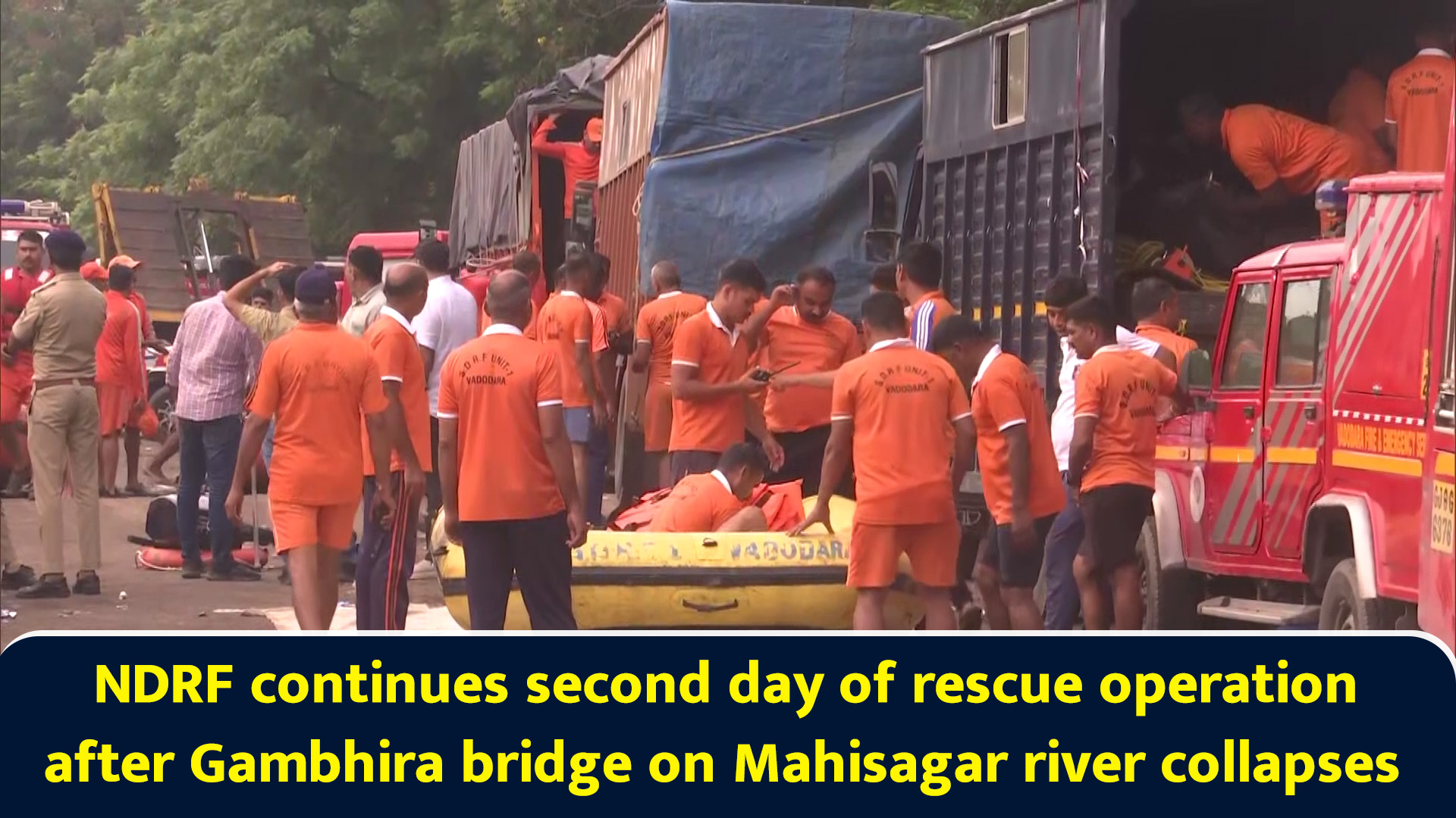 NDRF continues second day of rescue operation after Gambhira bridge on ...
