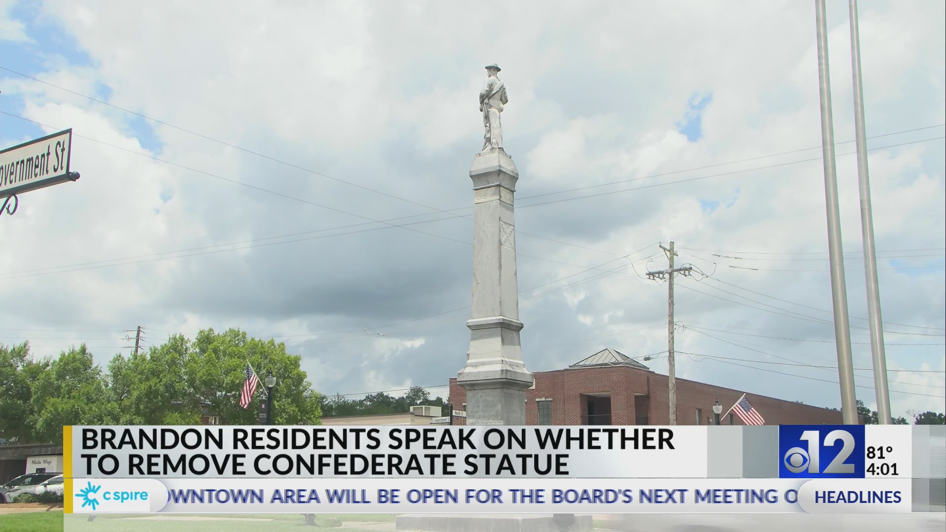 Brandon residents speak on whether to remove Confederate statue