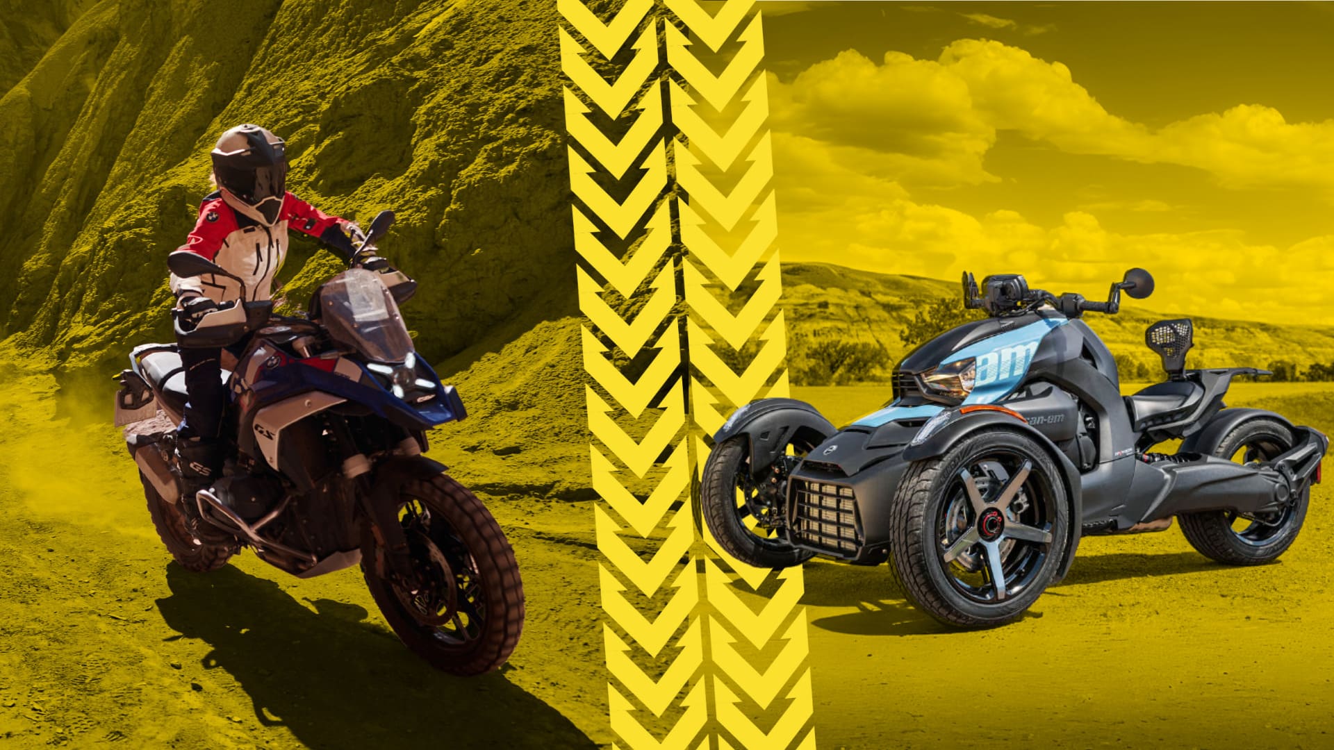 BMW R 1300 GS vs Can-Am Ryker, explorer vs rebel ride