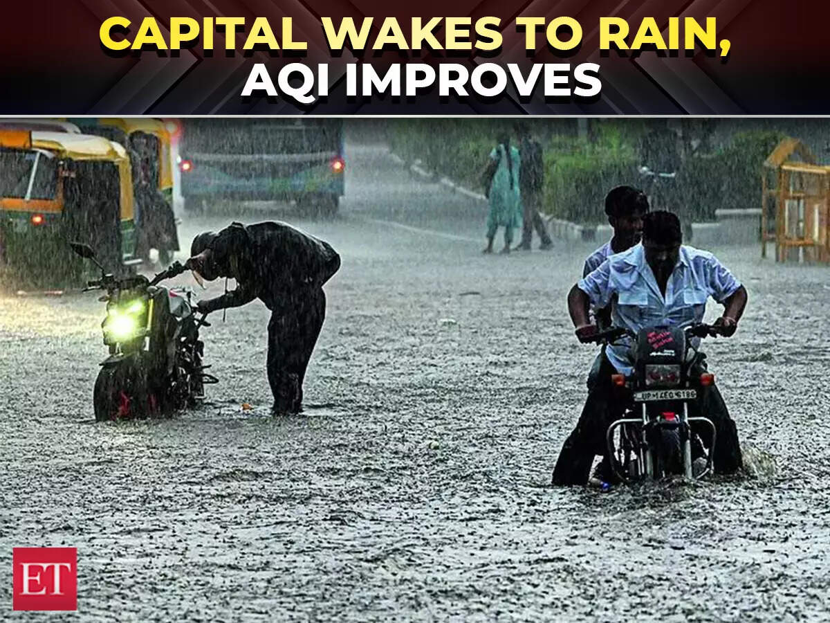 Visuals show rain across Delhi NCR; IMD issues orange alert, AQI at 63