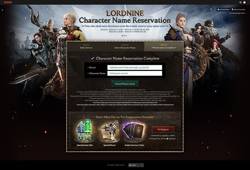 Smilegate begins character name reservation event for upcoming LordNine ...