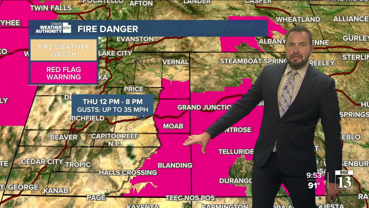 Warm, sunny week ahead! Red Flag Warnings for eastern Utah! - Wednesday ...