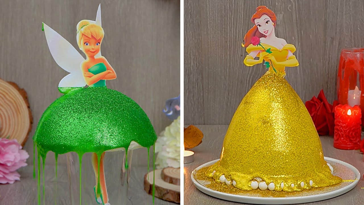 How to Make Princess Glitter Cakes – Tinkerbell & Belle DIY Shiny Dress ...
