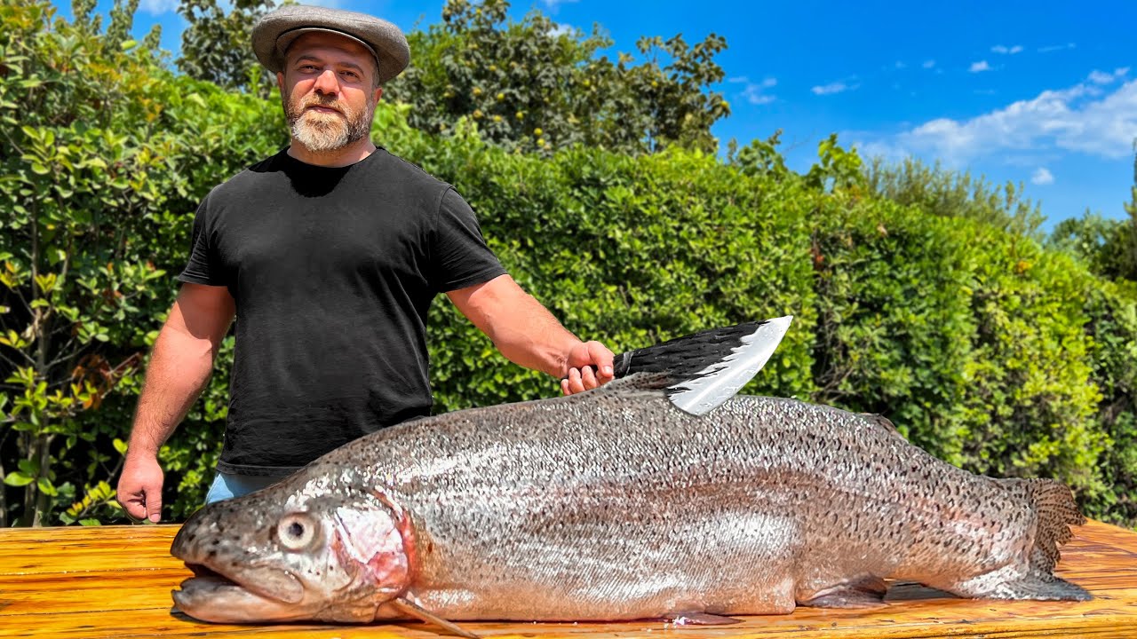 Huge Trout Grilled to Perfection by an Azerbaijani Chef
