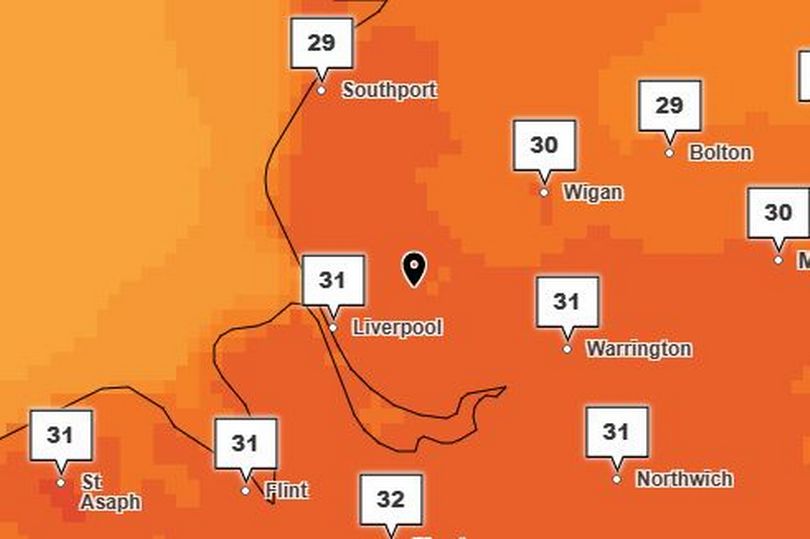 Map shows two areas of Merseyside where heatwave declared
