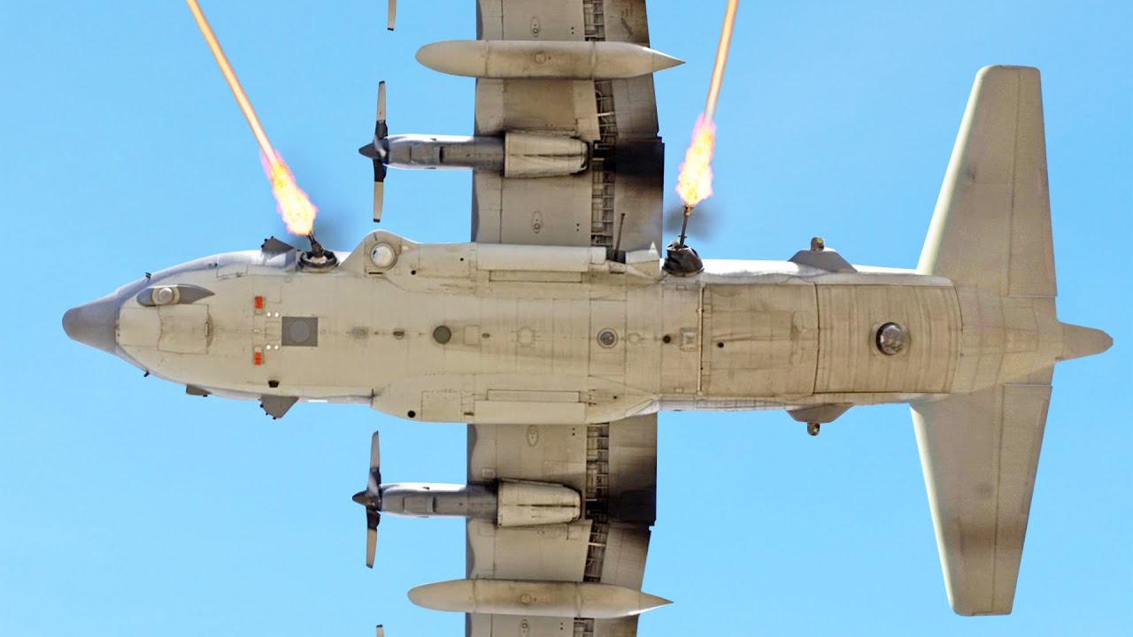 US AC-130 Gunship Unleashes Full Cannon Barrage in Combat