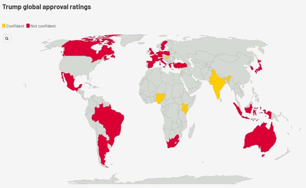 Map reveals which countries around the world love – and hate – Donald Trump