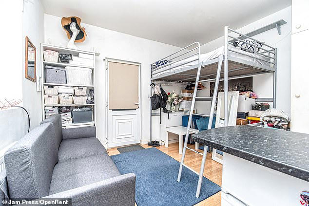Snuggle up! Tiny studio flat costing £1,250 a month so small that ...