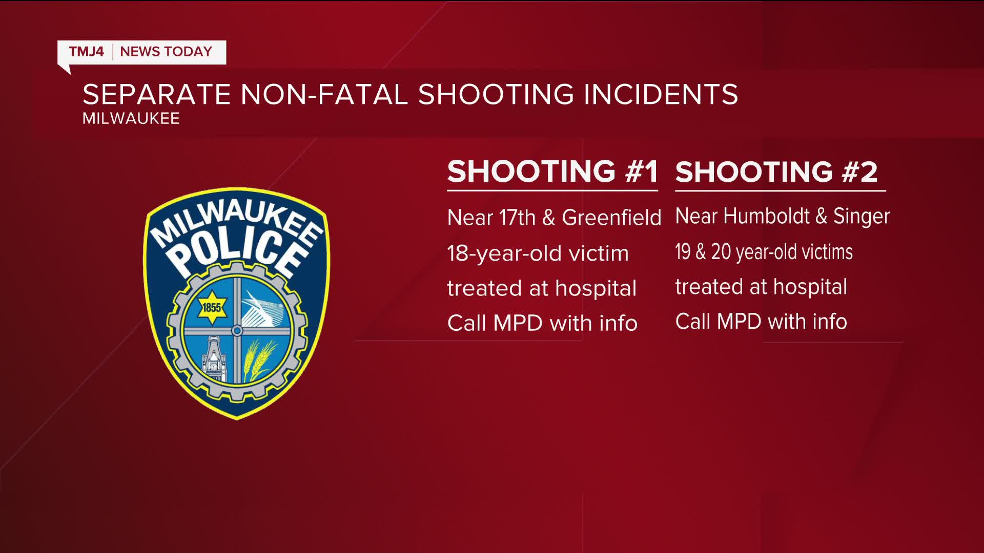 Three injured in separate shootings in Milwaukee