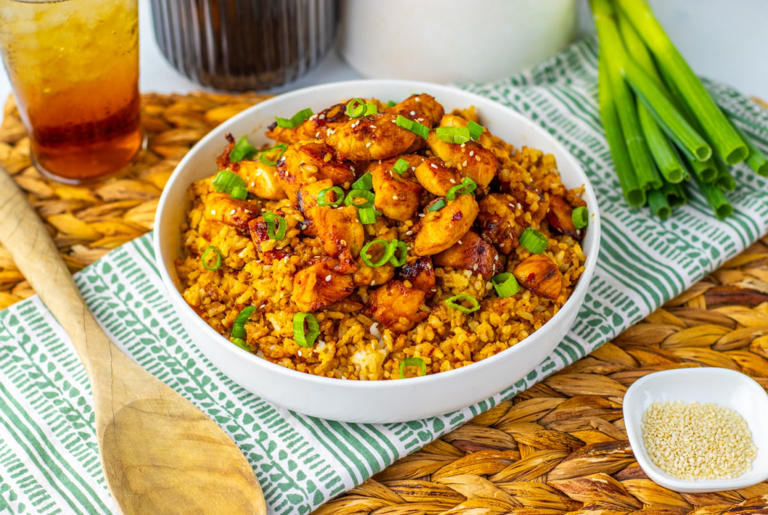BBQ chicken fried rice one pot dinner recipe