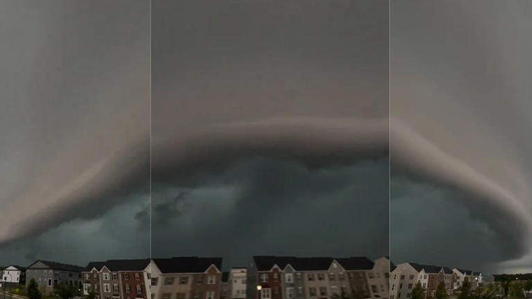 Video captures wall cloud over Maryland as severe storms slam DC region
